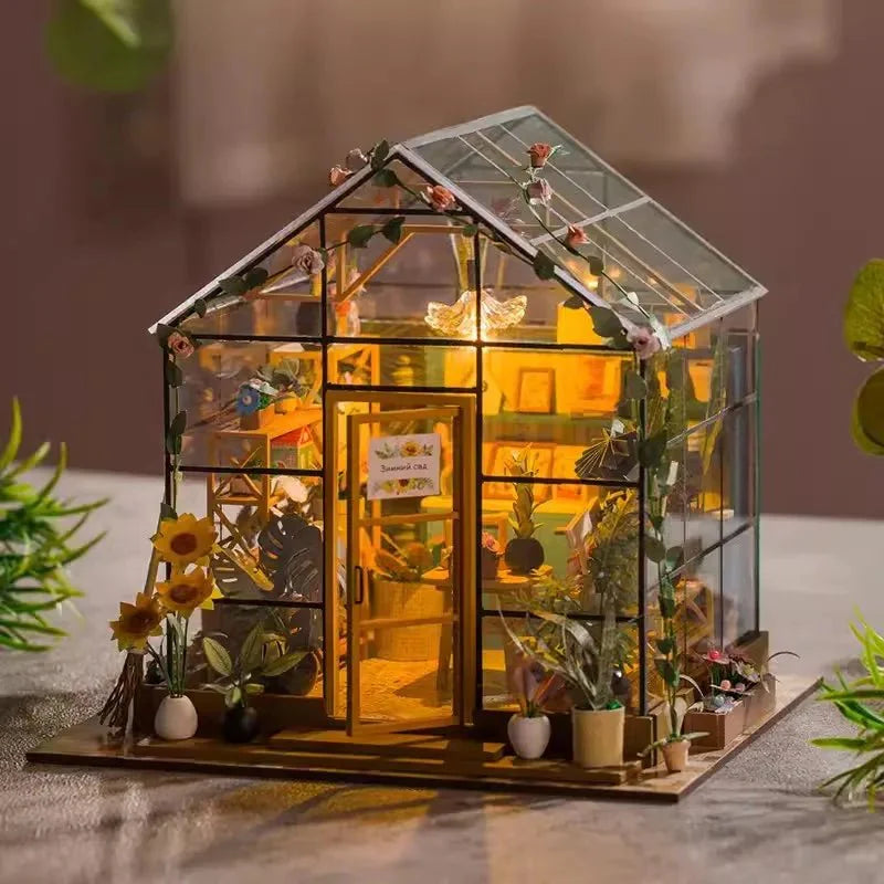 Sunshine Flower House Diorama: DIY Miniature Greenhouse Book Nook Kit ...