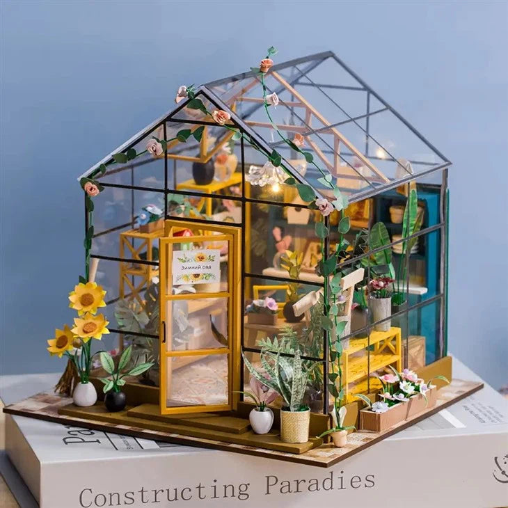 Sunshine Flower House Diorama: DIY Miniature Greenhouse Book Nook Kit ...