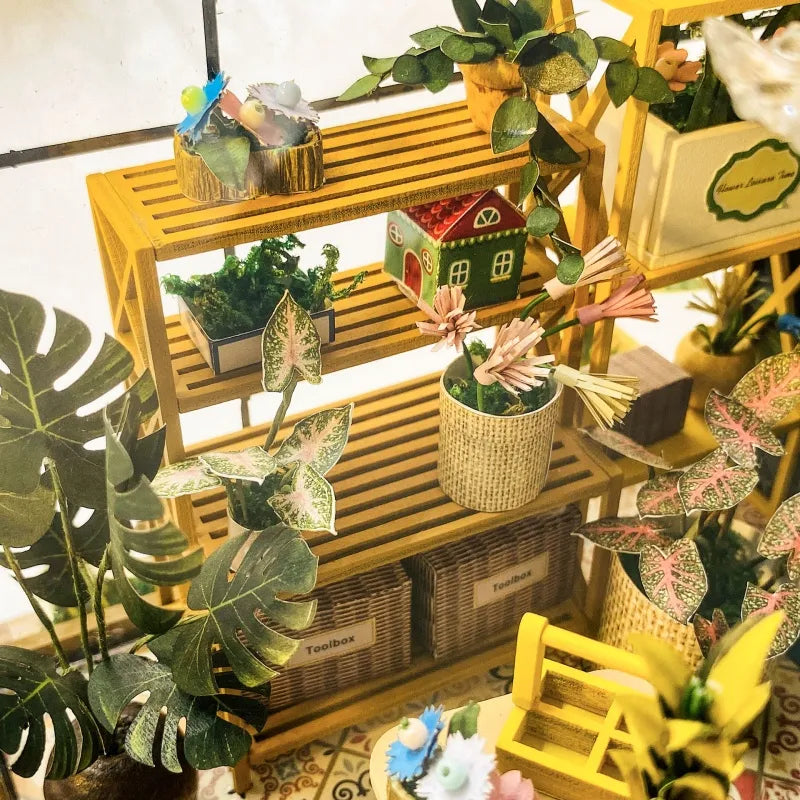 Sunshine Flower House Diorama: DIY Miniature Greenhouse Book Nook Kit ...